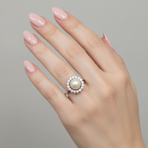 Elegant 14k White Cultured Akoya Pearl Natural Diamond Ring – Rick ...